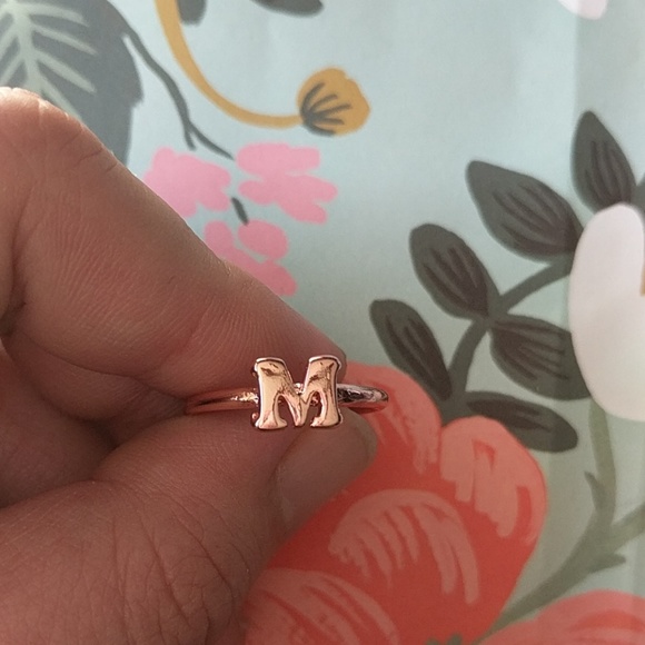 BaubleBar | Jewelry | Nwot Rose Gold M Letter Alphabet Ring | Poshmark